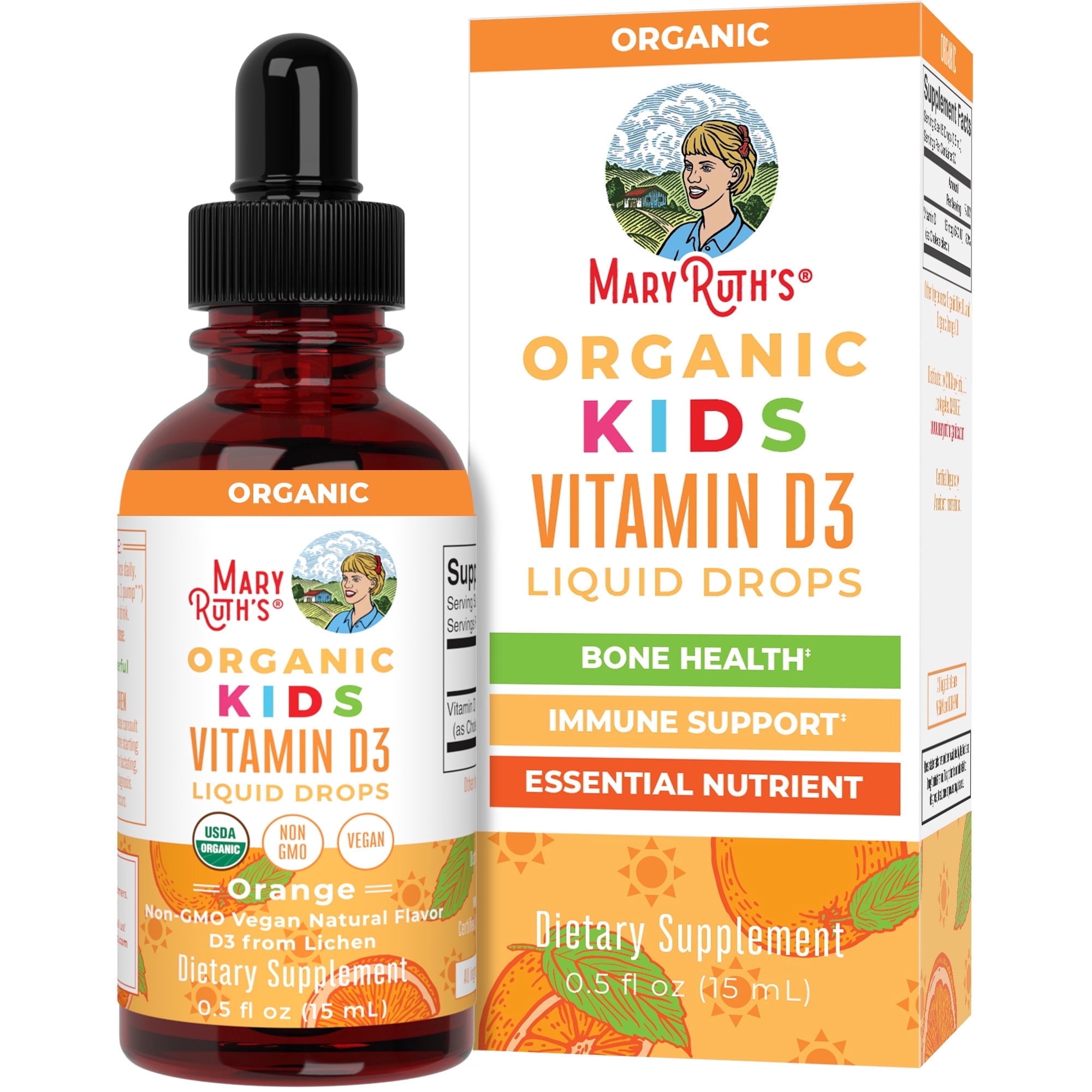 MaryRuth's Kid's Vitamin D3 Liquid Drops, 640 IU, 15 ml - Walmart.com