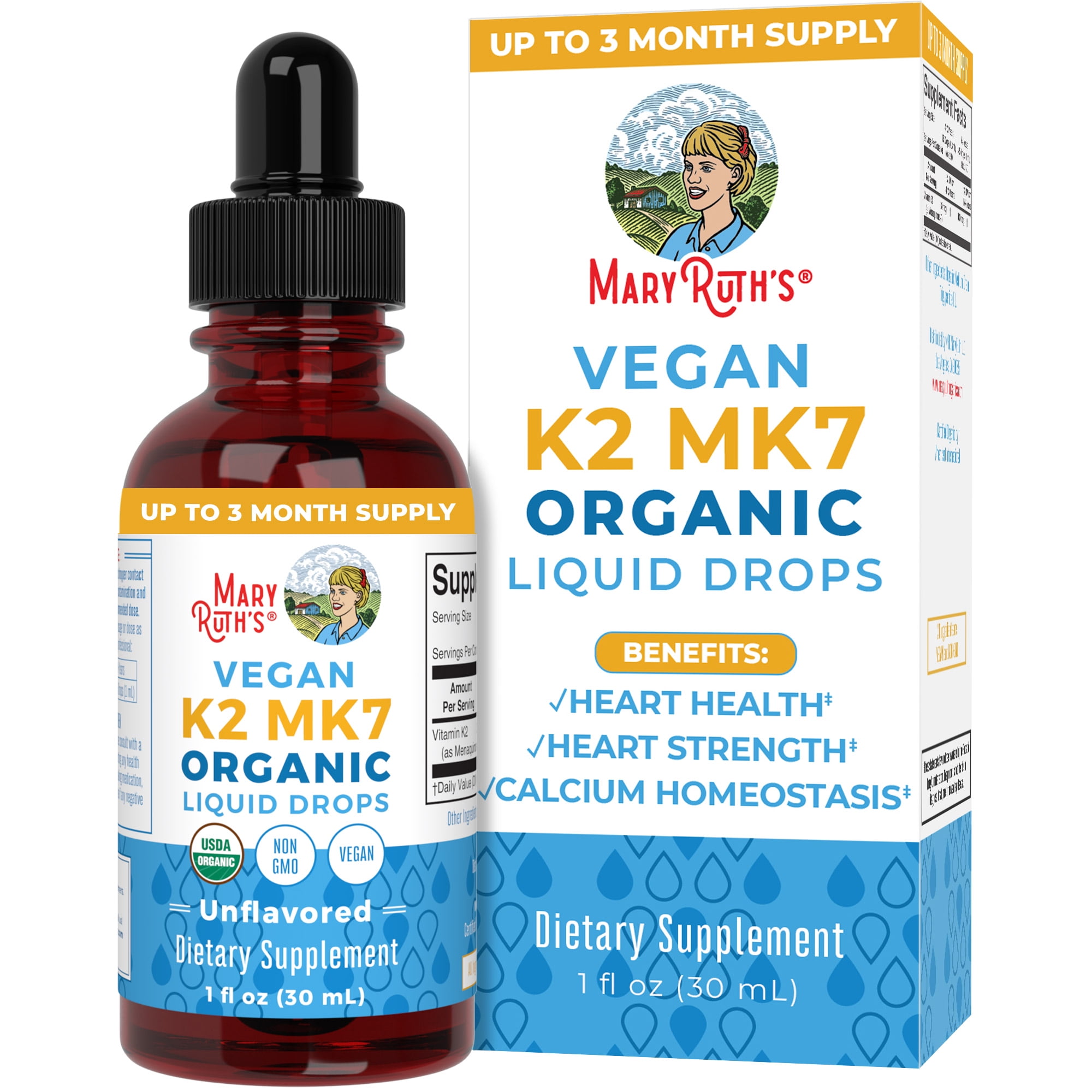 MaryRuth's Organic Vegan Liquid Vitamin K2 MK7 for Kids & Adults | Non ...