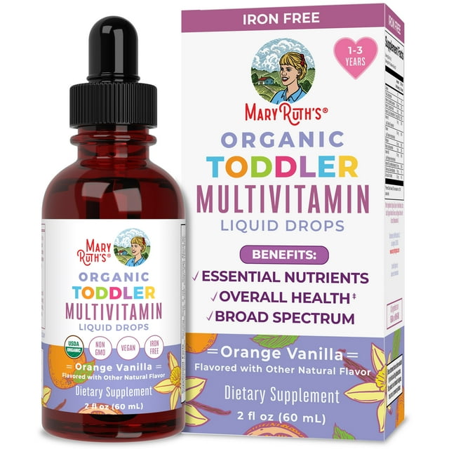 MaryRuth's USDA Organic Multivitamin Liquid Drops for Kids 1-3 | Iron ...