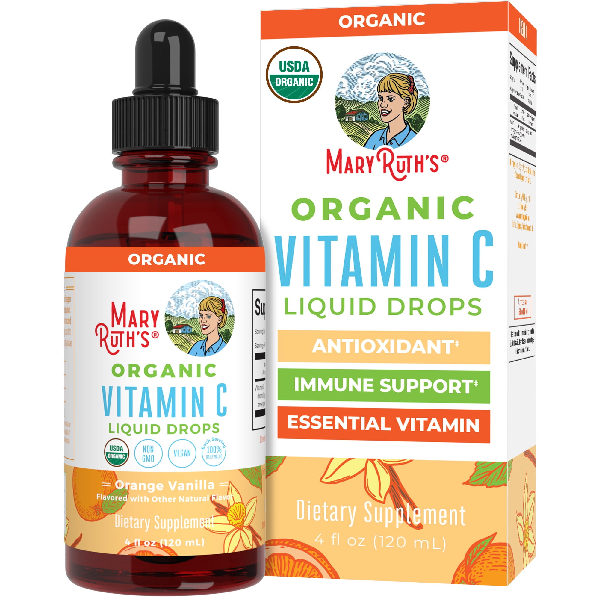 MaryRuth's Organic Vitamin C Liquid Drops, 4 fl oz - Vegan, Non-GMO ...