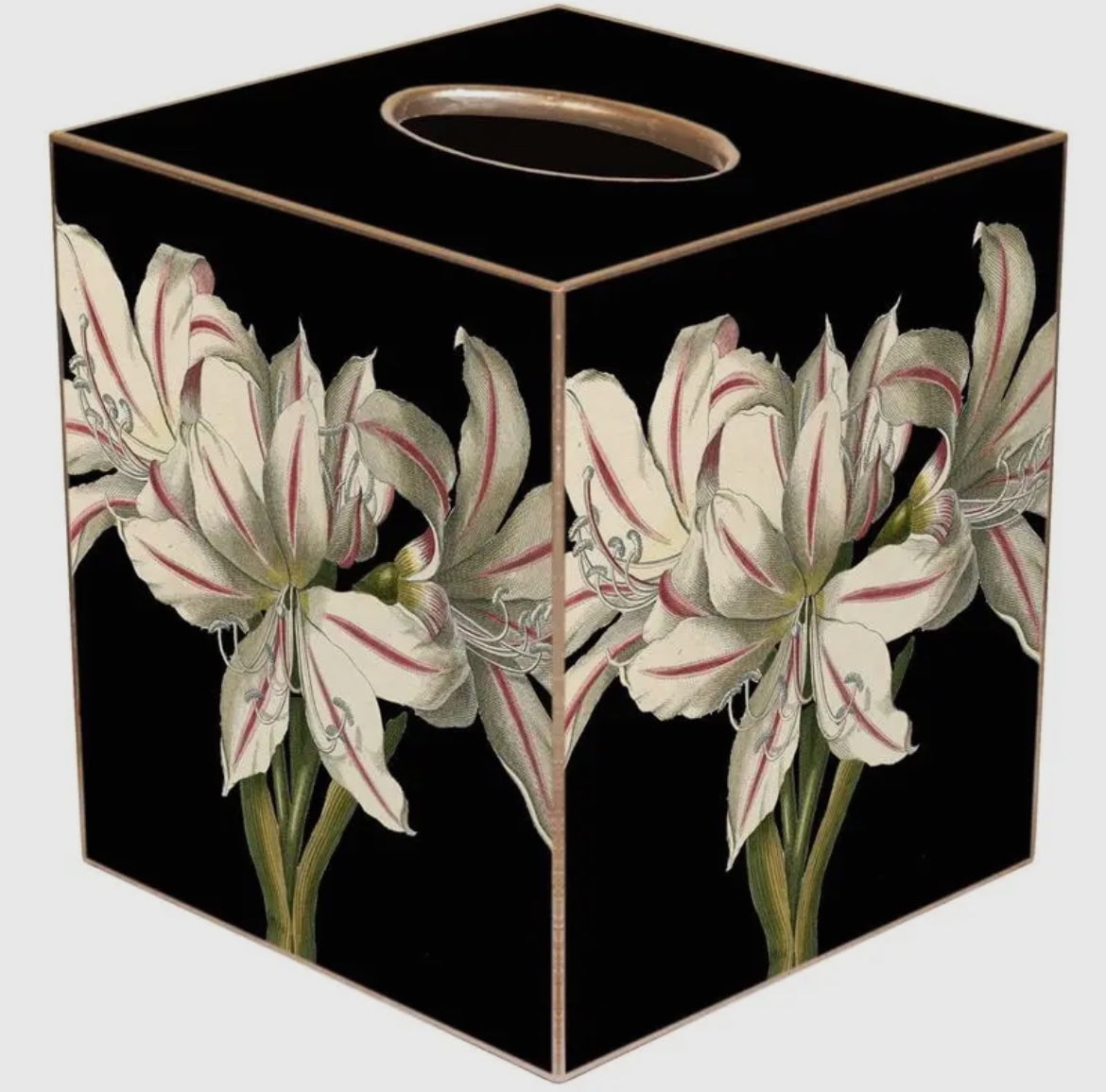 Marye-Kelley Antique Lillies On Black Tissue Box Cover - Walmart.com
