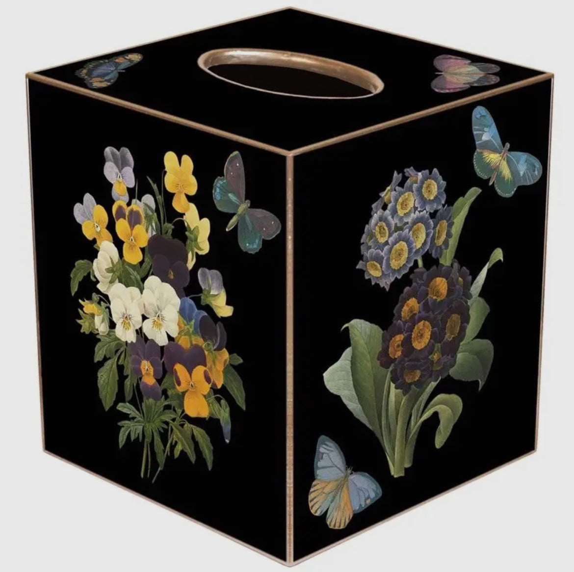 Marye-Kelley Black Pansies And Primrose Tissue Box Cover - Walmart.com