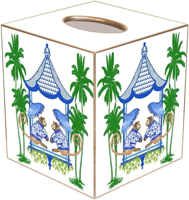 Marye-Kelley Chic Monkey with Palms Tissue Box Cover, Chinoiserie ...