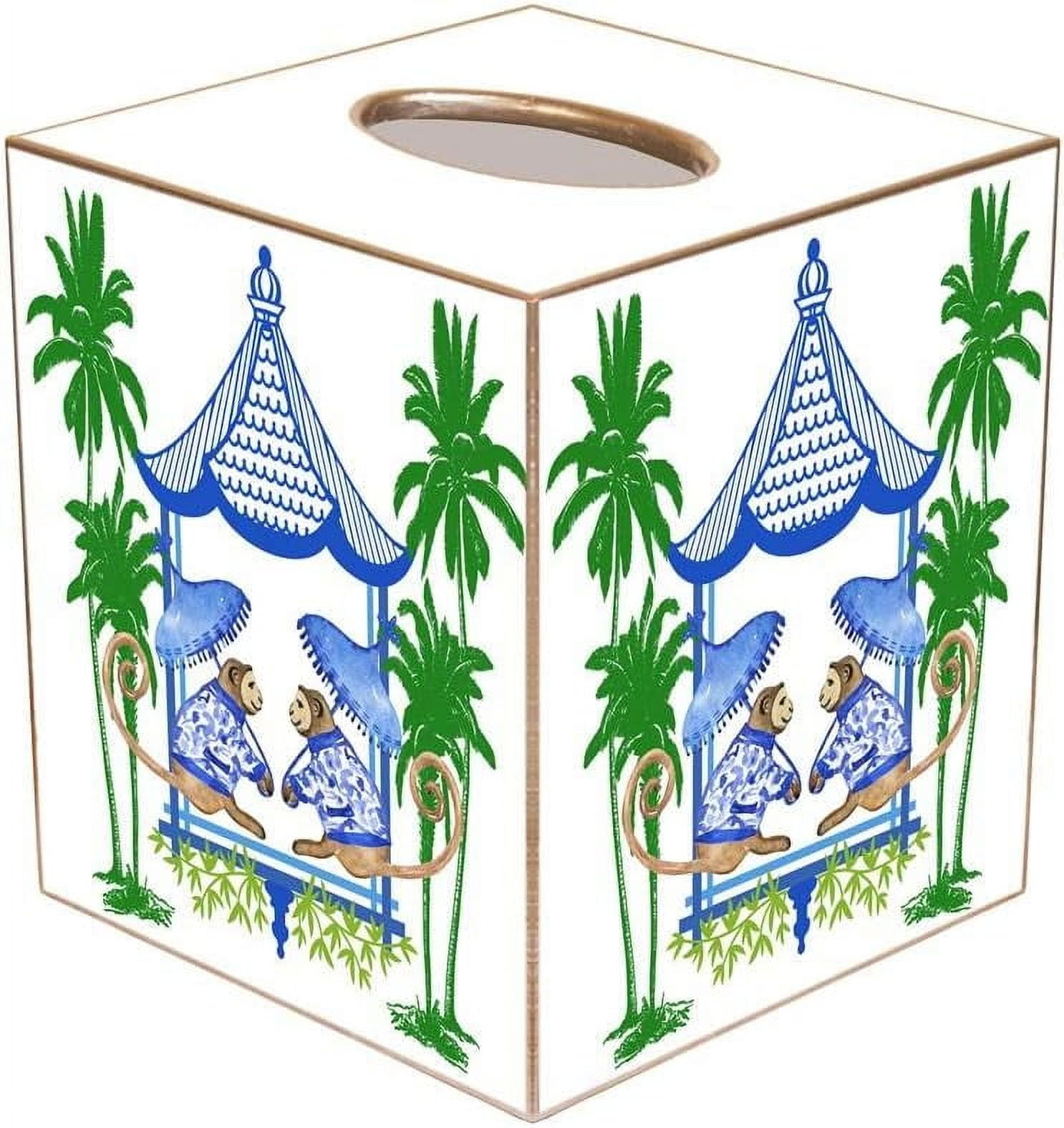 Marye-Kelley Chic Monkey with Palms Tissue Box Cover, Chinoiserie ...