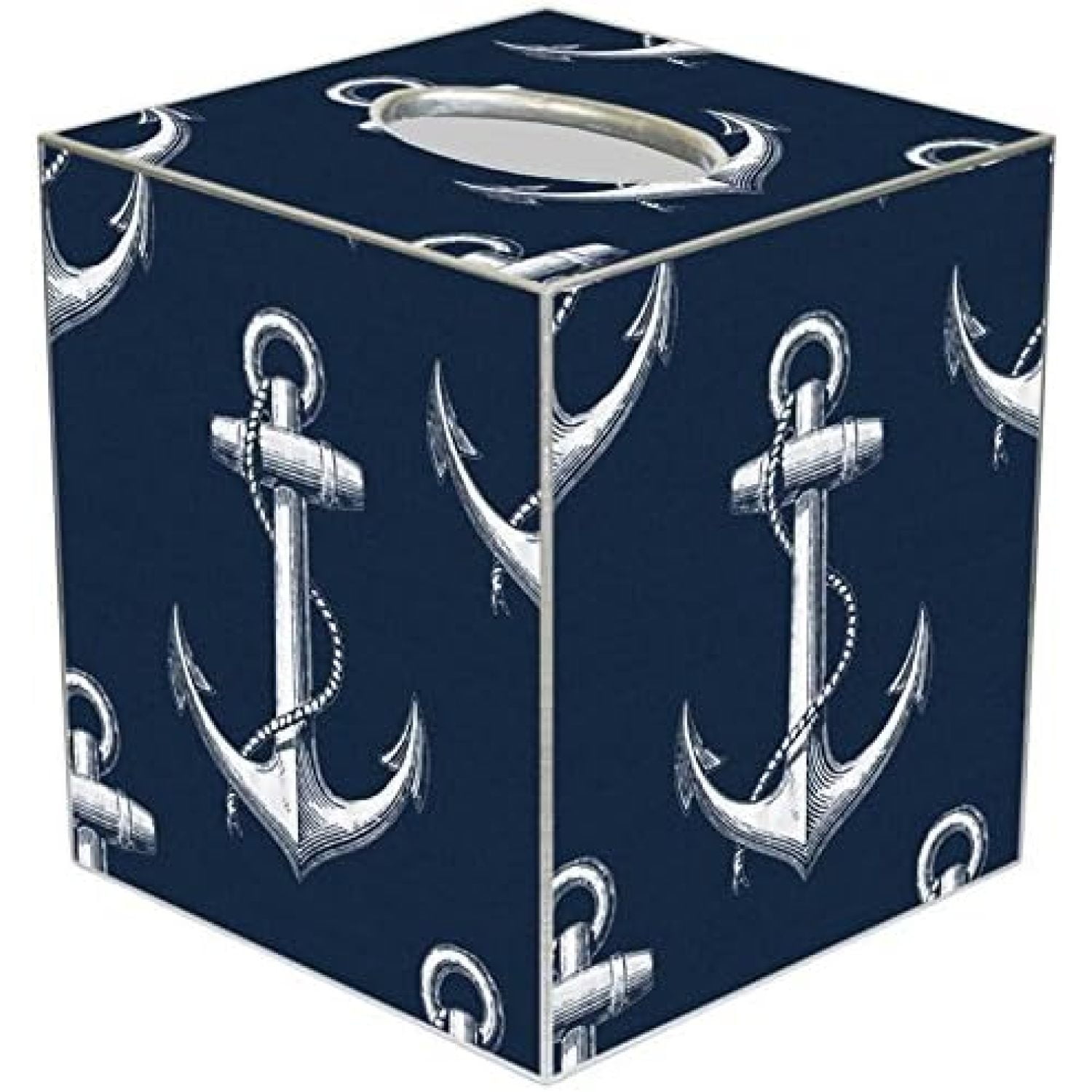 Marye-Kelley TB2977-Vintage Anchor Navy Tissue Box Cover - Walmart.com