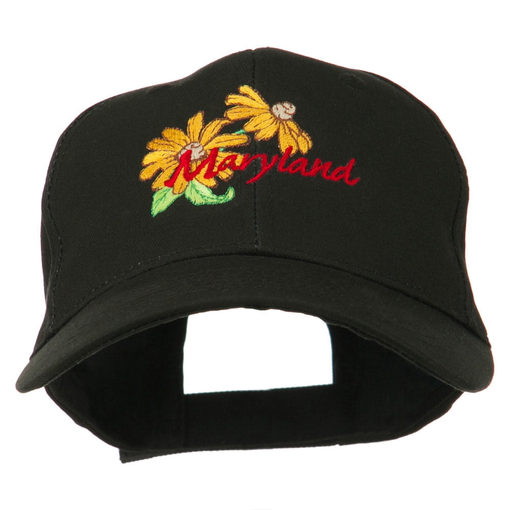 Maryland Black-Eyed Susan Flower Embroidered Cap - Black OSFM - Walmart.com