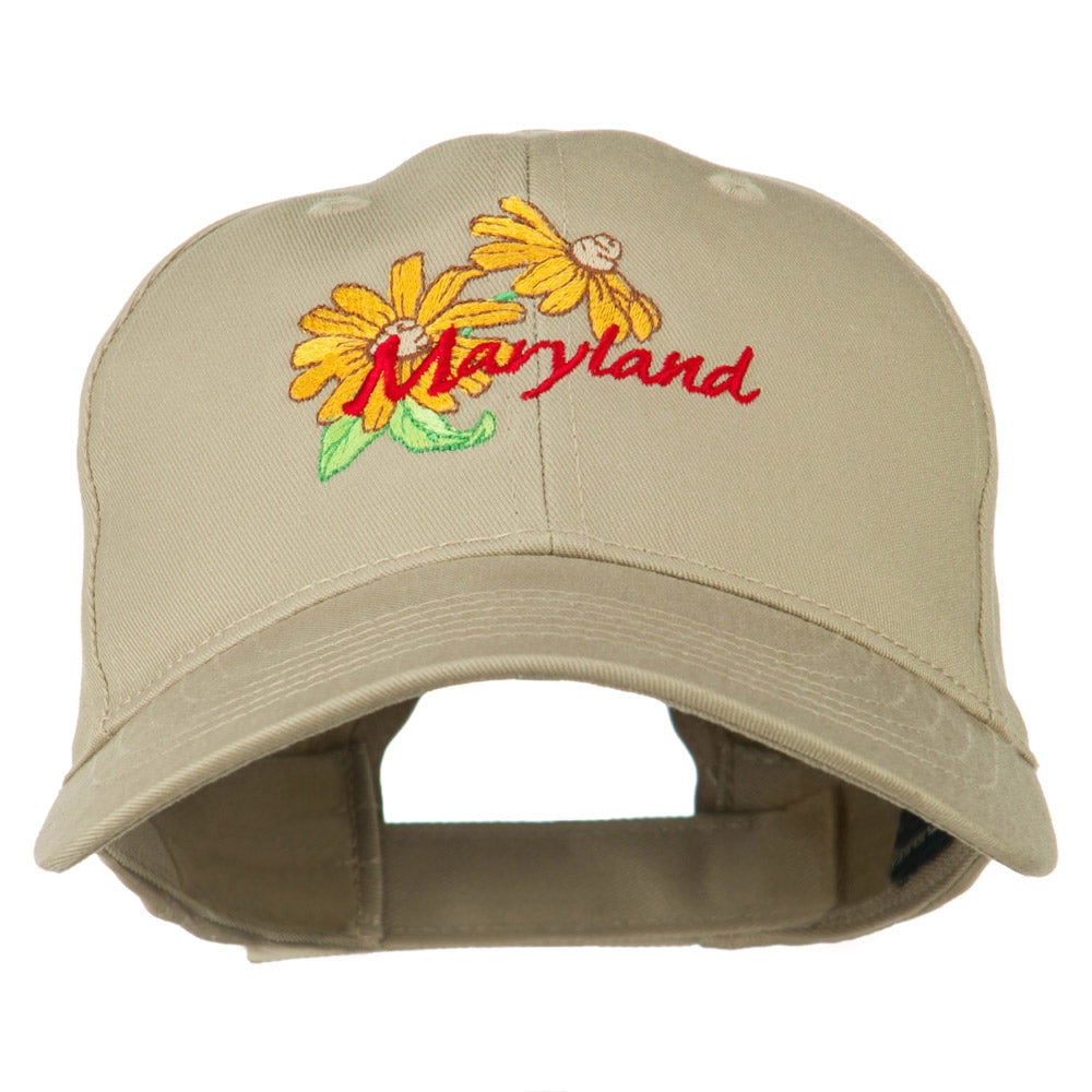 Maryland Black-Eyed Susan Flower Embroidered Cap - Khaki OSFM - Walmart.com