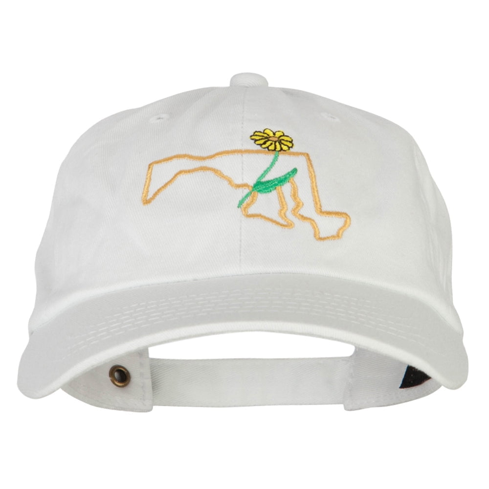 Maryland Black-eyed Susan with Map Embroidered Unstructured Cap - White ...