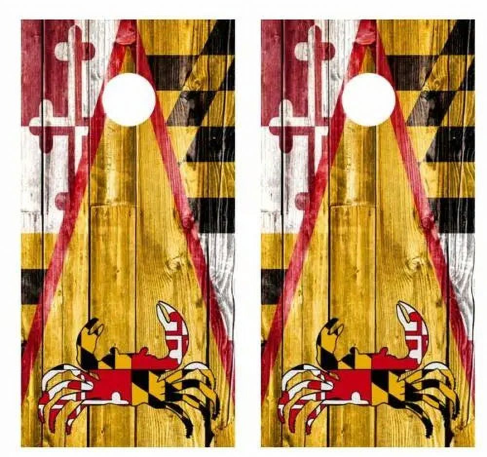 Maryland Crab Themed Barnwood Cornhole Wood Board Skin Wraps Free ...