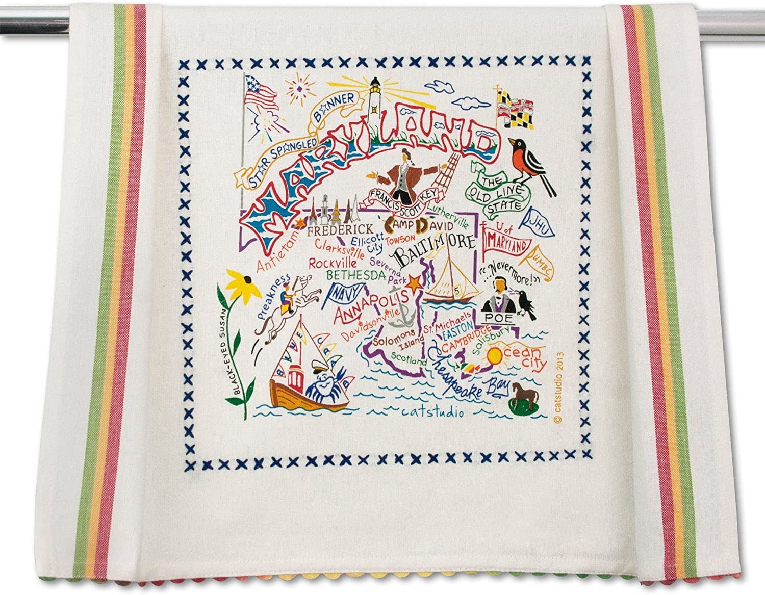 Maryland Dish Towel - U.S. State Souvenir Kitchen and Hand Towel with ...