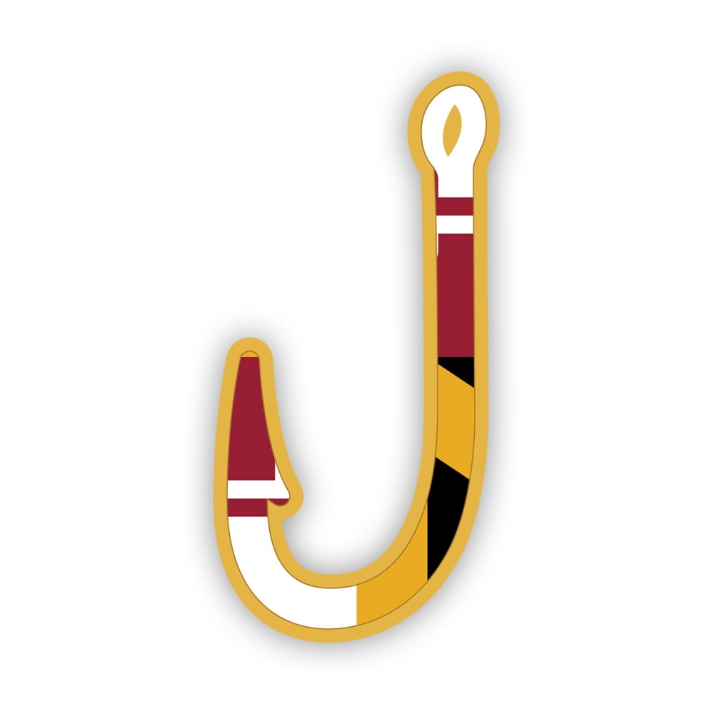 Maryland Fish Hook Sticker Decal - Self Adhesive Vinyl - Weatherproof ...