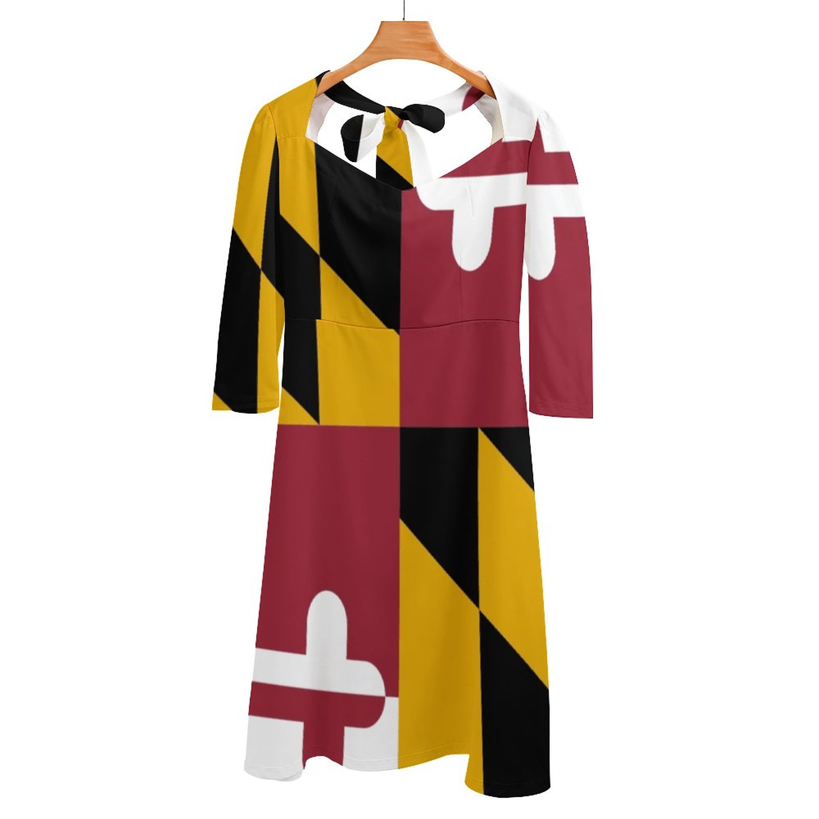 Maryland Flag Back Lacing Backless Dress Square Neck Dress Sweetheart ...