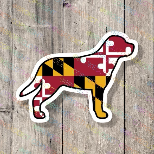 Maryland Flag Dog Vinyl Laptop Sticker Water Bottle Sticker Hard Hat ...