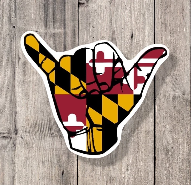 Maryland Flag Hang Loose Laptop Sticker Water Bottle Sticker Hard Hat ...