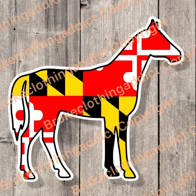 Maryland Flag Horse Vinyl Laptop Sticker Water Bottle Sticker Hard Hat ...