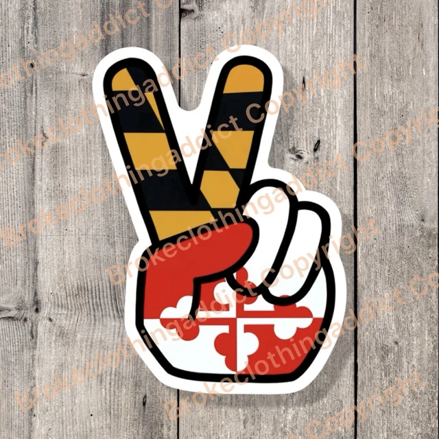 Maryland Flag Peace Sign Vinyl Laptop Sticker Water Bottle Sticker Car ...
