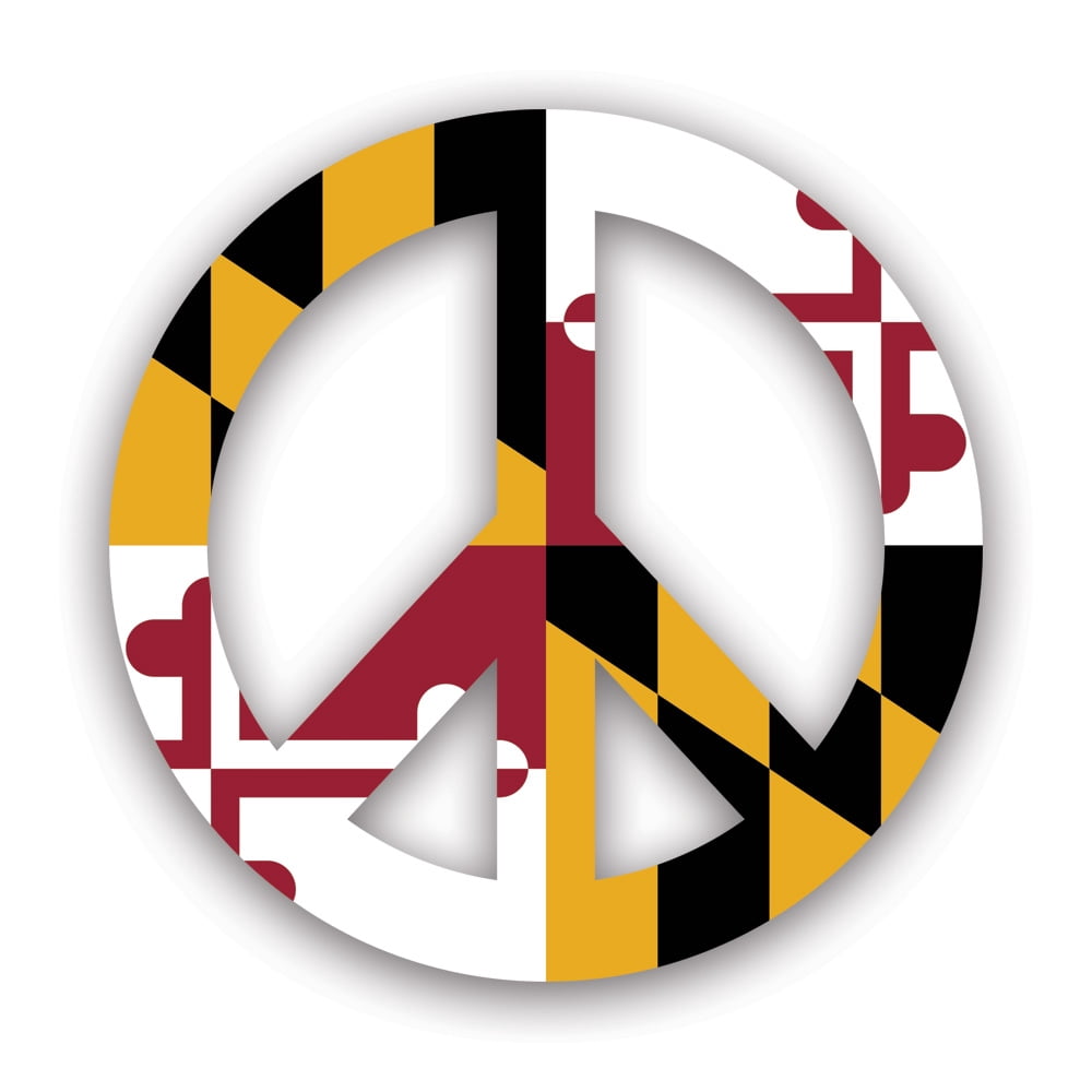 Maryland Flag Peace Symbol Sticker Decal - Self Adhesive Vinyl ...