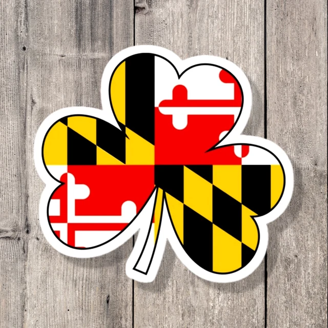 Maryland Flag Shamrock Vinyl Laptop Sticker Water Bottle Sticker Hard ...