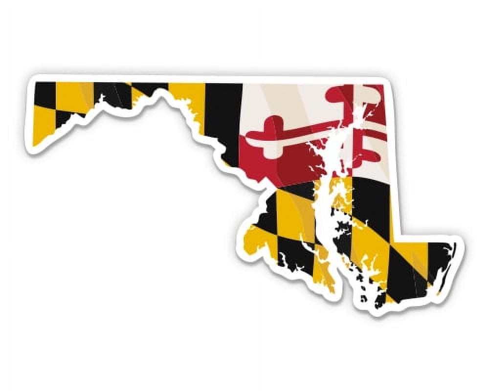 Maryland Flag State Shape Local Native - 12" Vinyl Sticker Waterproof ...