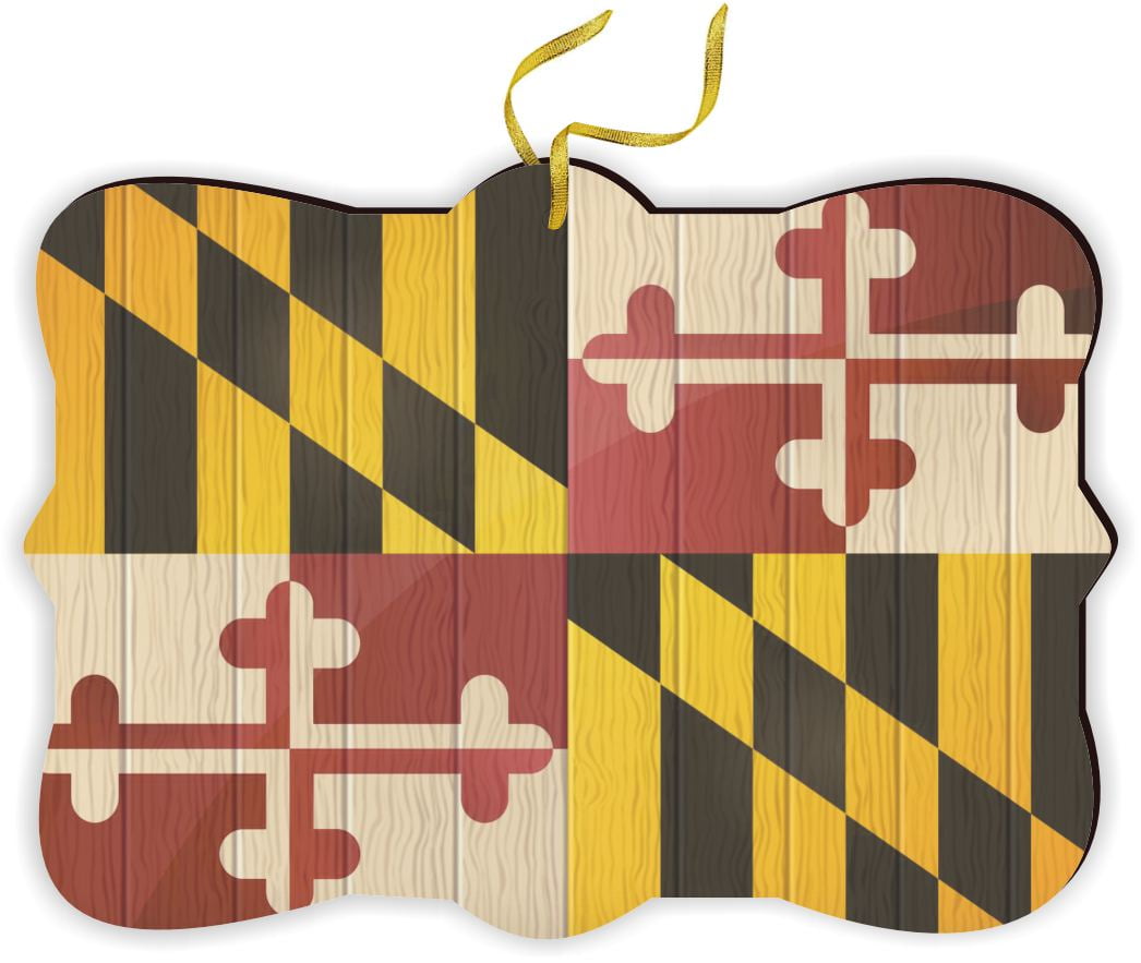 Maryland Flag on Wood Design - for Car Interior Rear View Mirror Hanger ...