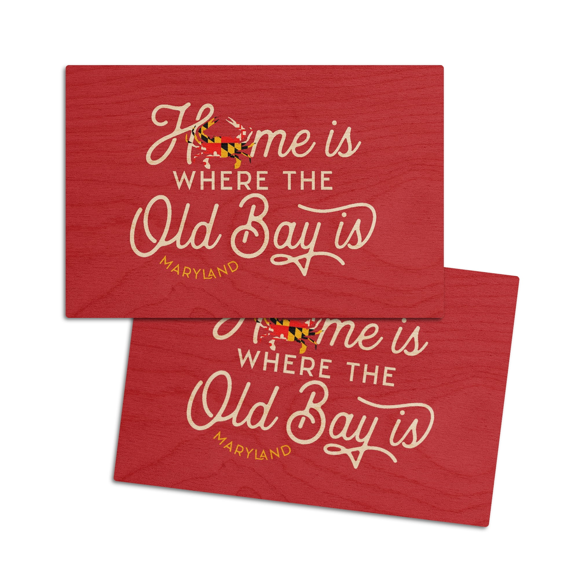 Maryland, Home is Where the Old Bay Is (4x6 Birch Wood Postcards, 2 ...