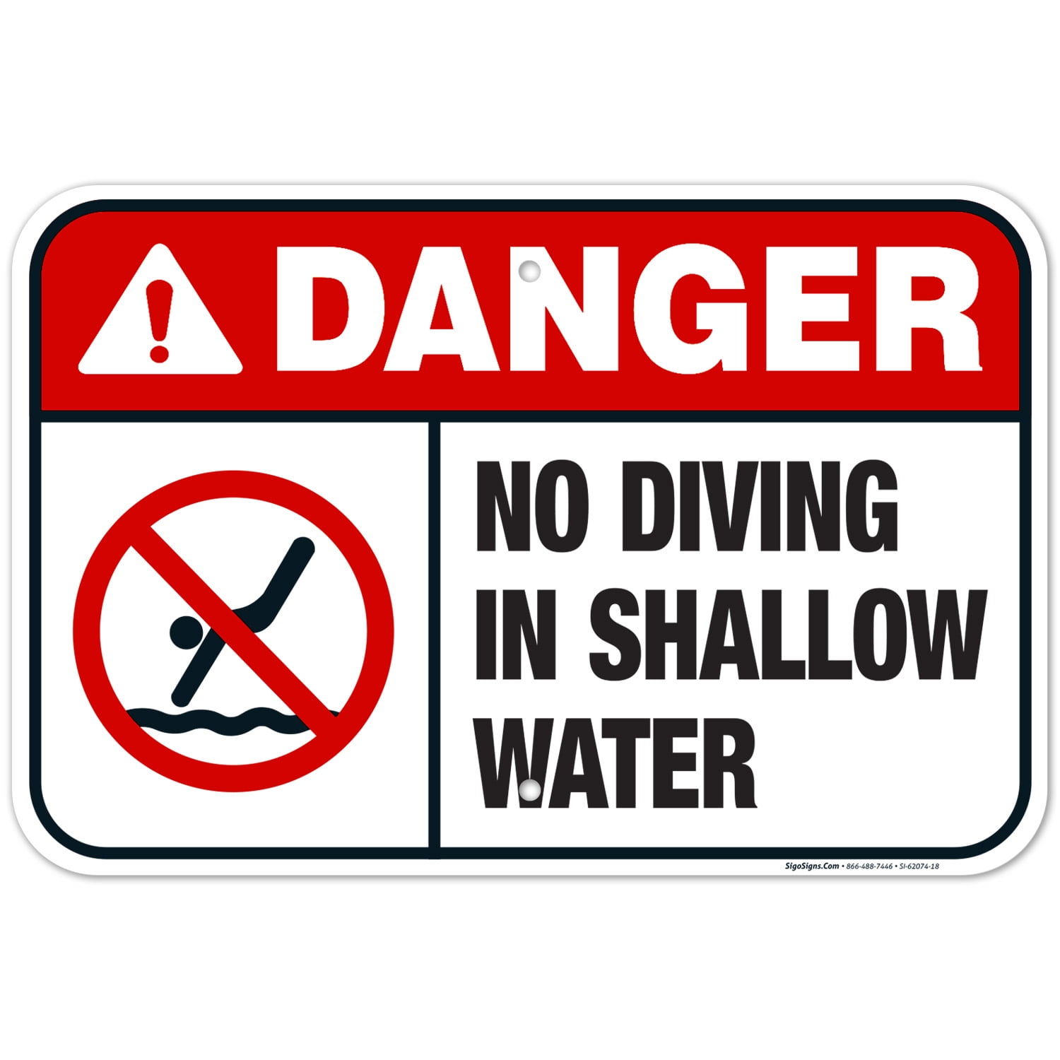 Maryland No Diving Shallow Water Sign, Complies With State Of Maryland ...