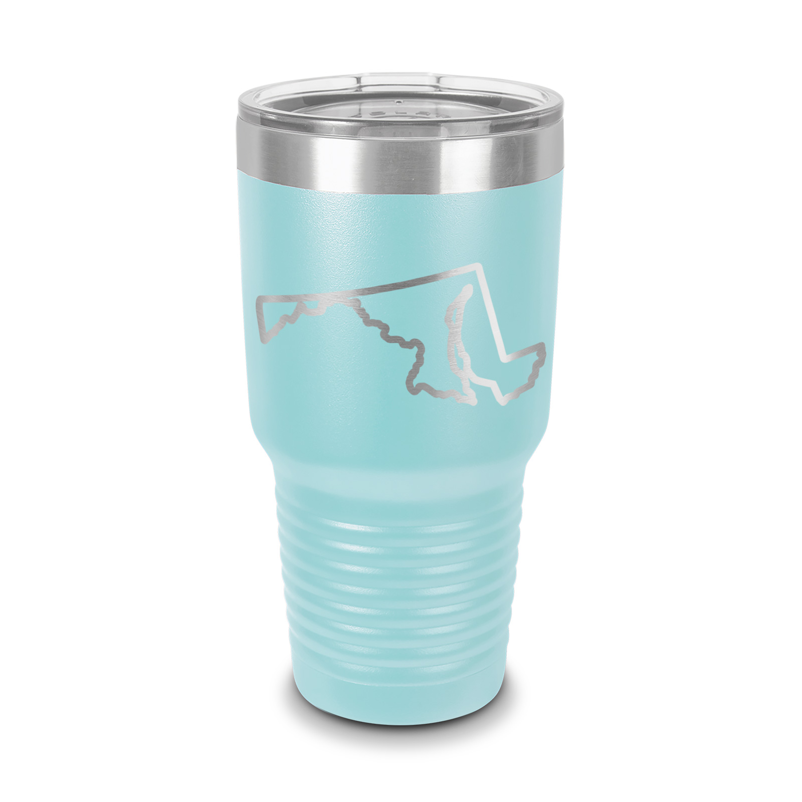 Maryland Outline Tumbler 30 oz - Laser Engraved w/ Clear Lid ...
