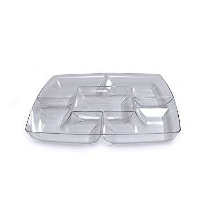 Maryland Plastics Clear Square Plastic Compartment Serving Tray 12-Inch ...
