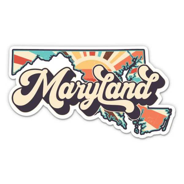 Maryland Retro Style State Sticker Phone Decal Water Bottle Stickers ...