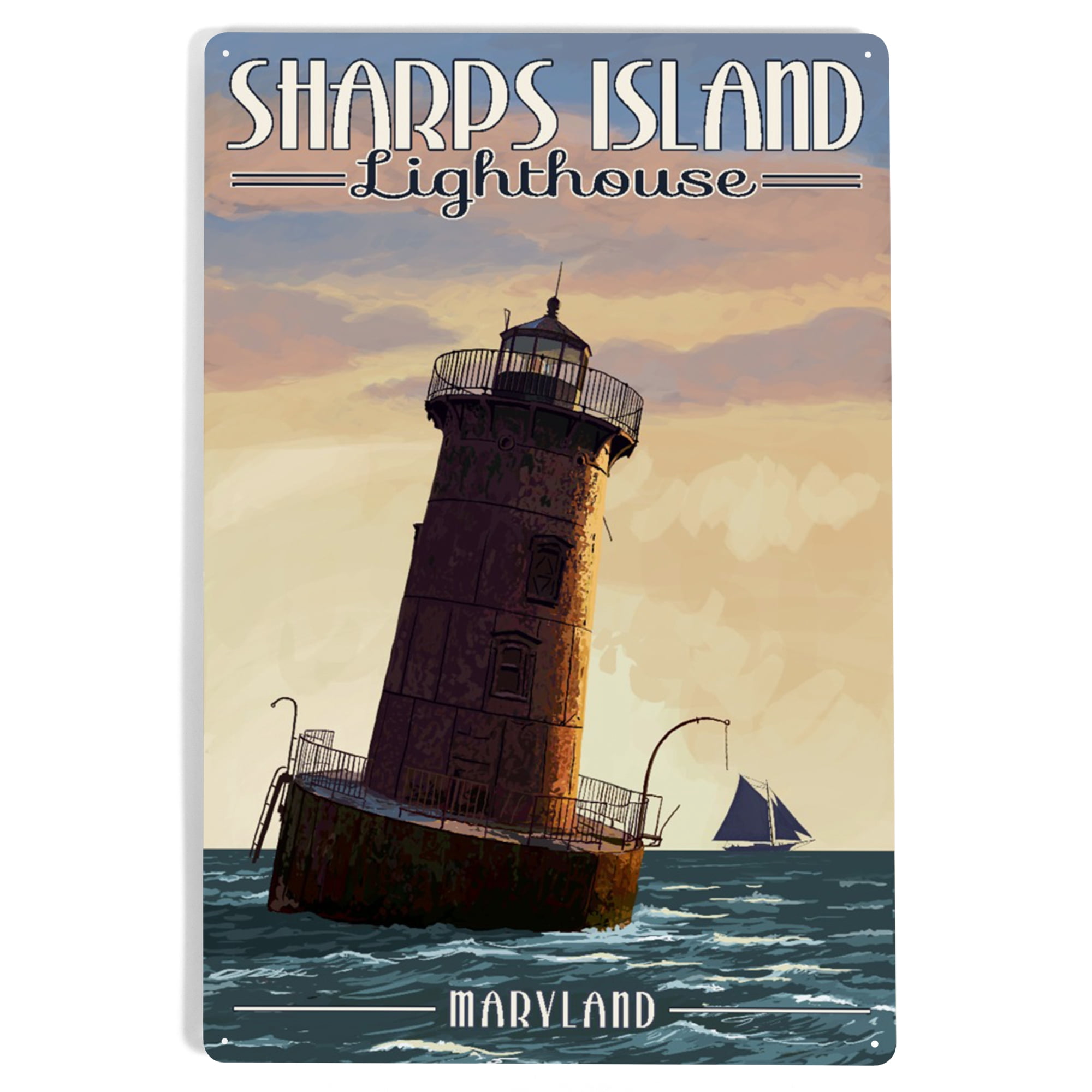 Maryland, Sharps Island Lighthouse (12x18 Aluminum Art, Indoor Outdoor ...