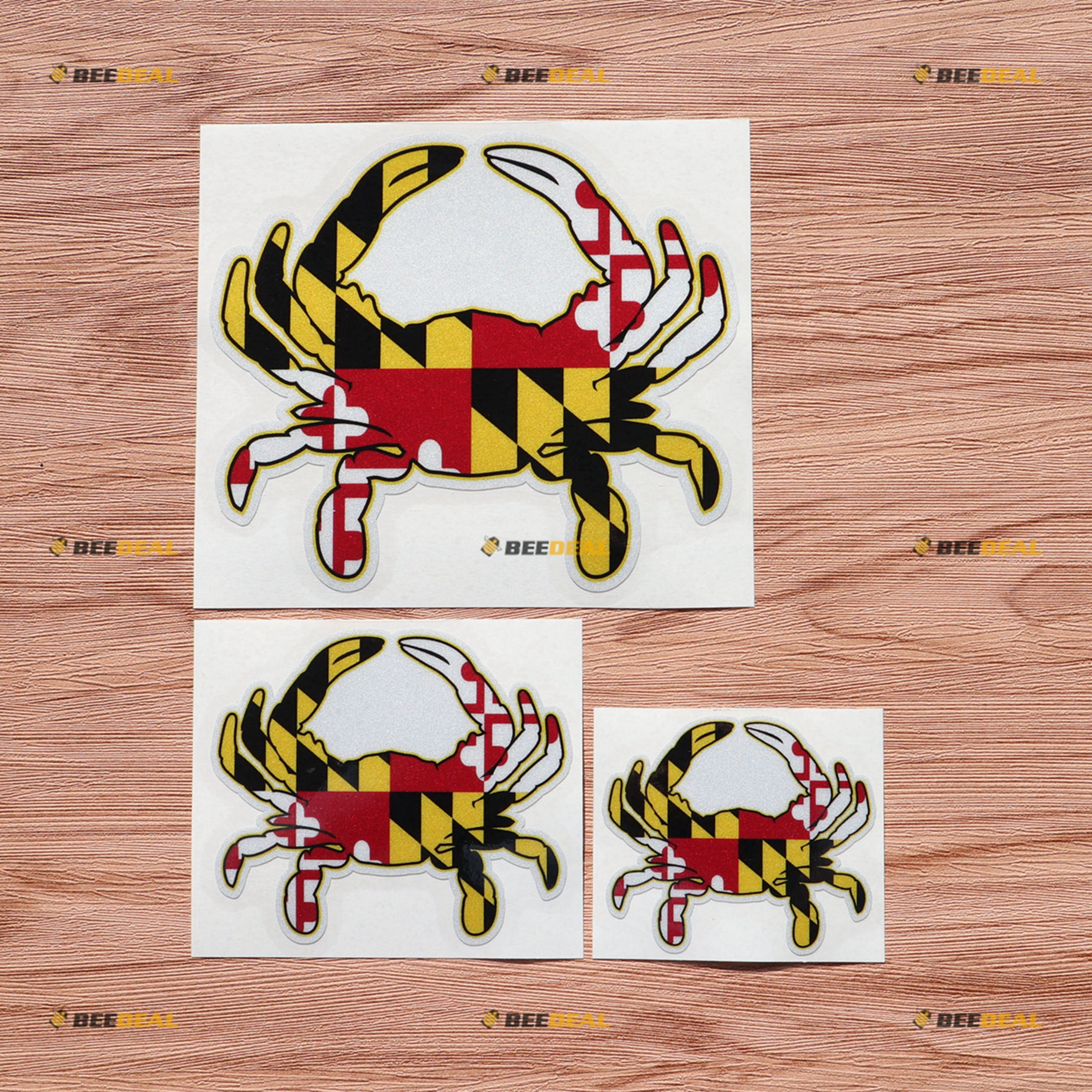 Maryland State Flag Crab Vinyl Decal Sticker - 3 Pack Reflective, 3 ...