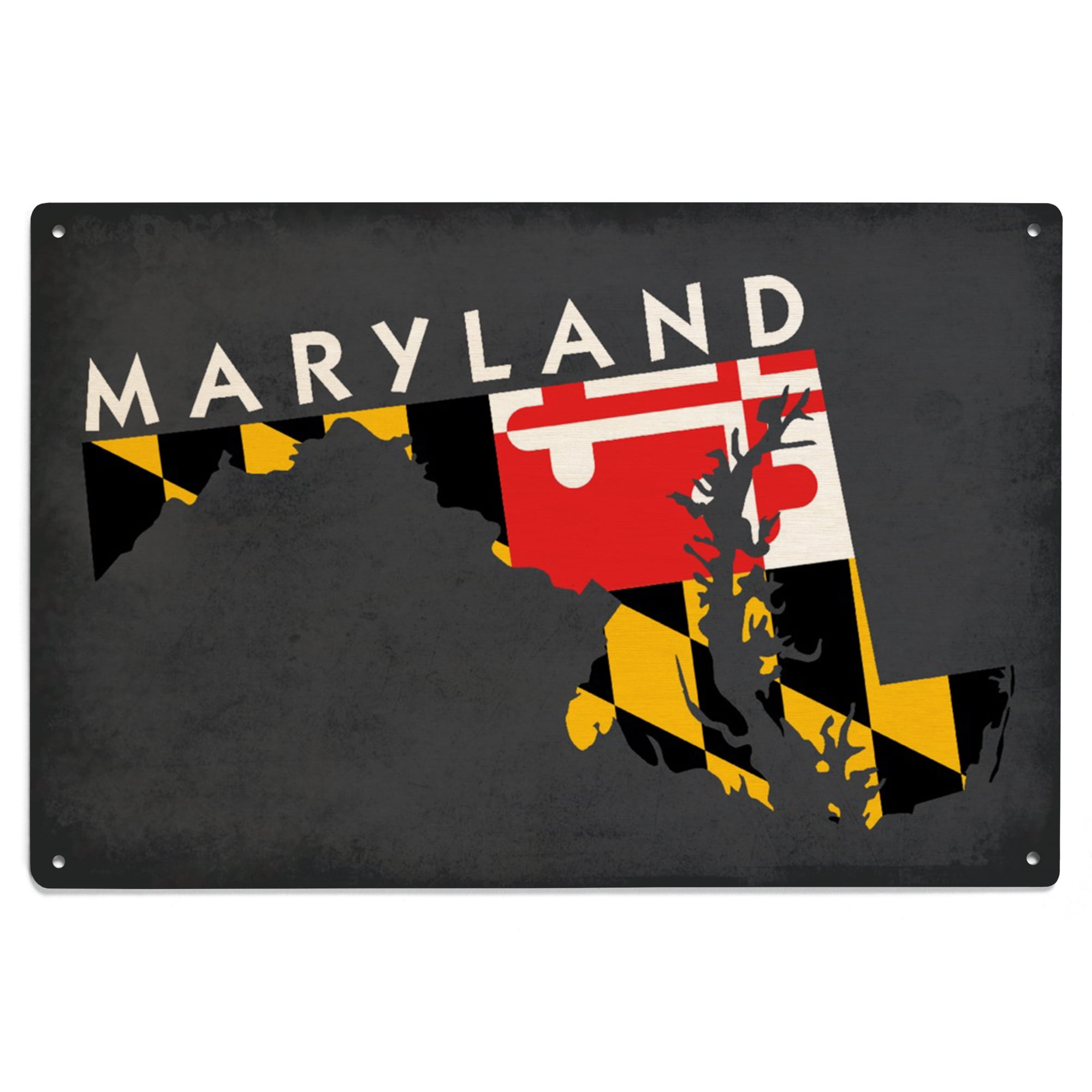 Maryland, State Outline Flag, Contour Birch Wood Wall Sign (6x9 Rustic ...