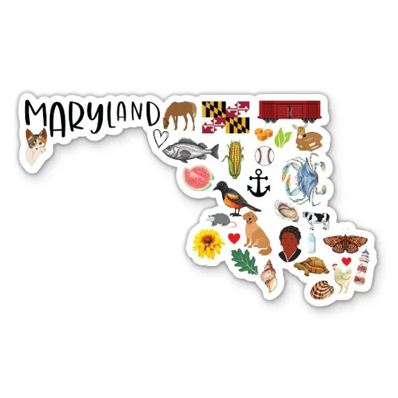 Maryland State Travel Sticker Phone Decal Water Bottle Stickers Car ...