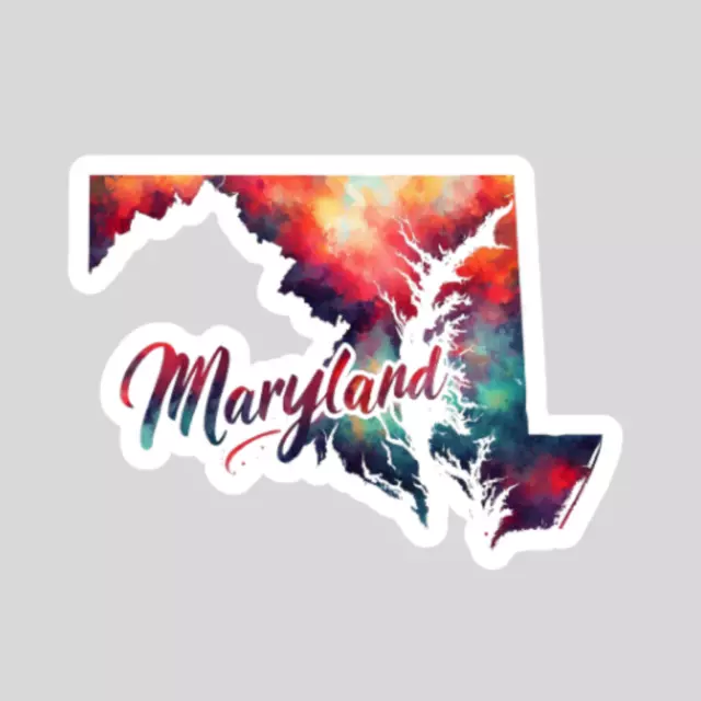 Maryland Sticker American Flag State Outline Novelty Laptop Sticker ...