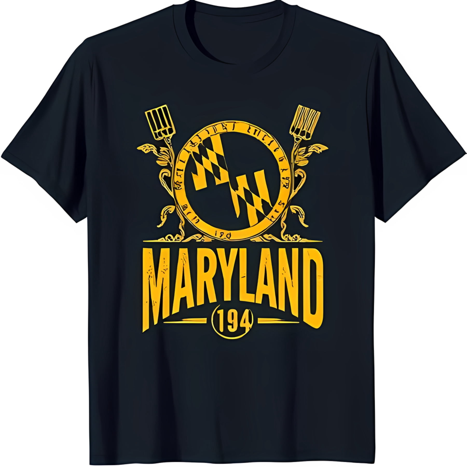Maryland T-Shirt with Yellow Lettering & Wheatstalk Design Blue ...