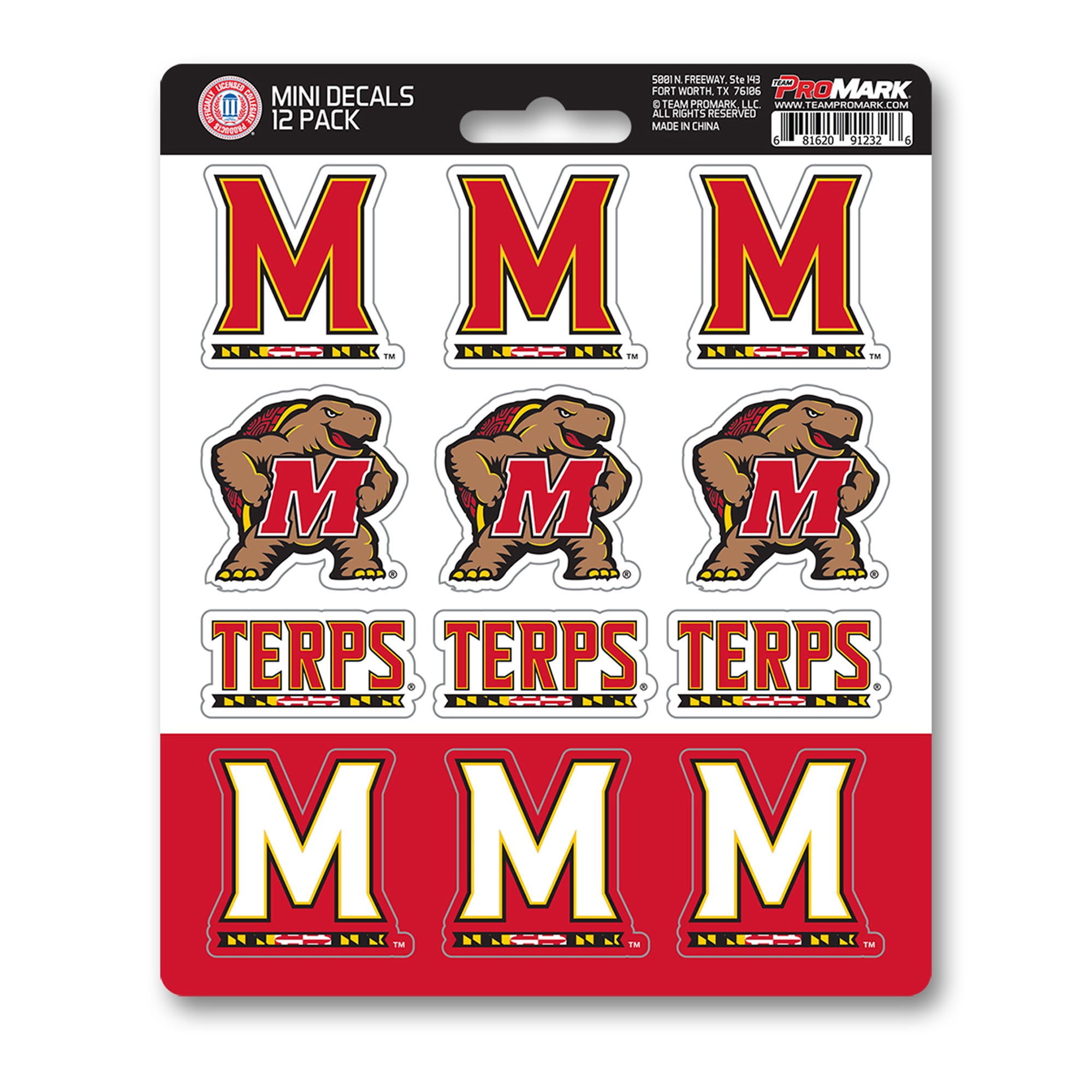 Maryland Terrapins 12 Count Mini Decal Sticker Pack - Walmart.com