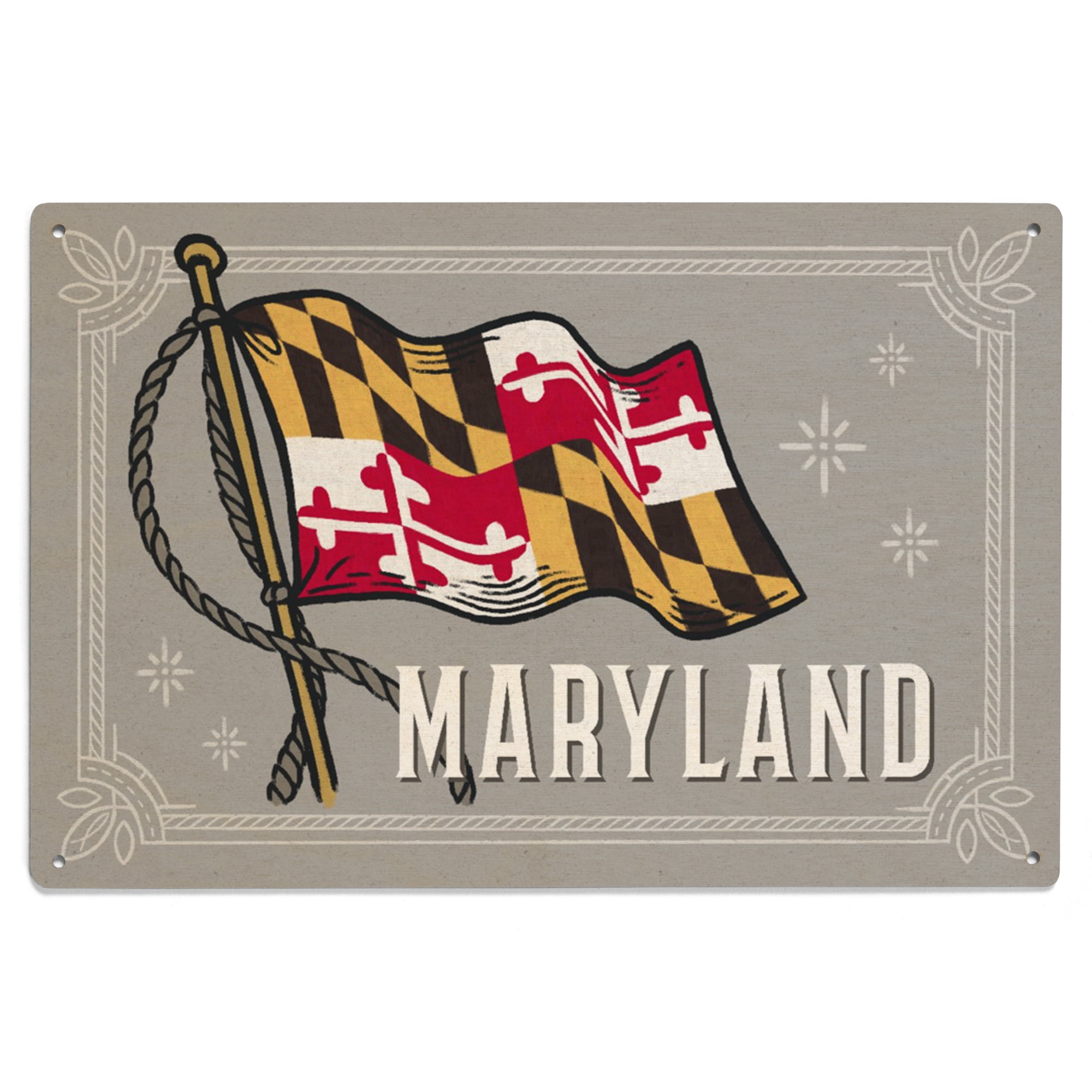 Maryland, Waving State Flag, State Series Birch Wood Wall Sign (6x9 ...
