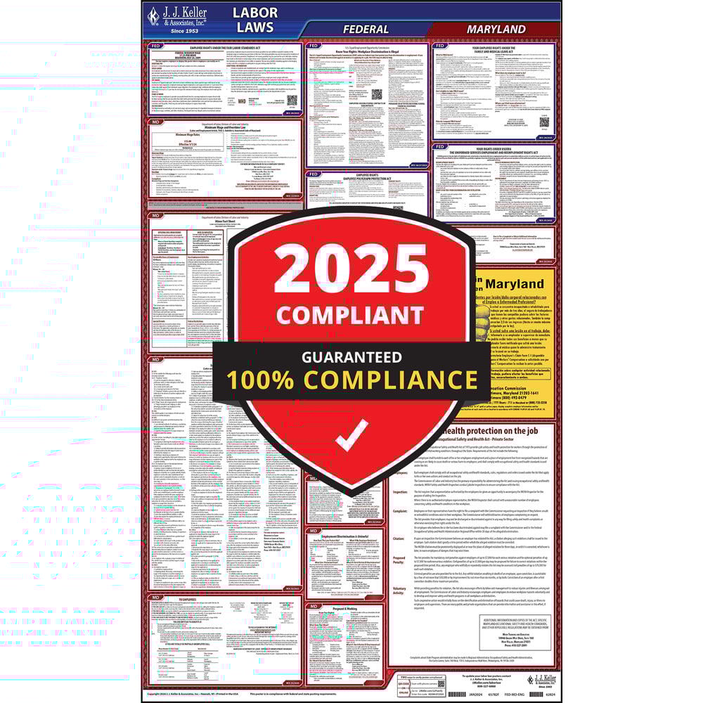 2024 Maryland and Federal Labor Law Poster (English, MD State) - OSHA ...