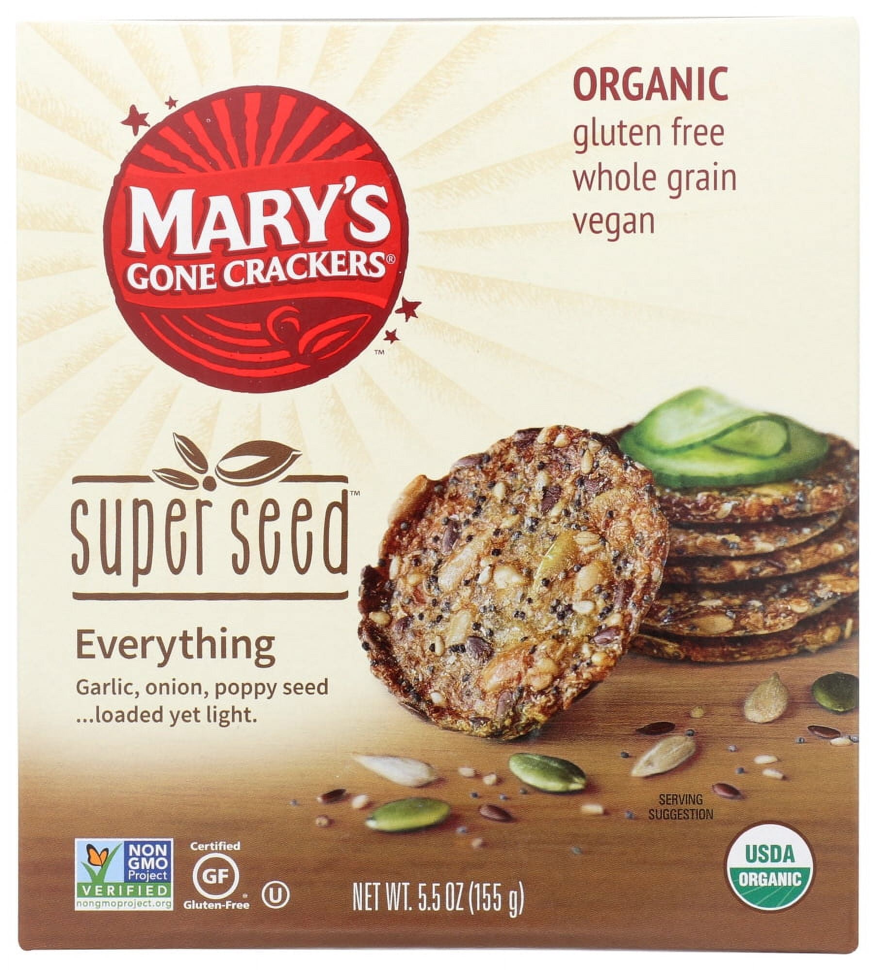 Marys Gone Crackers Organic Super Seed Everything Cracker, 5.5 Ounce ...