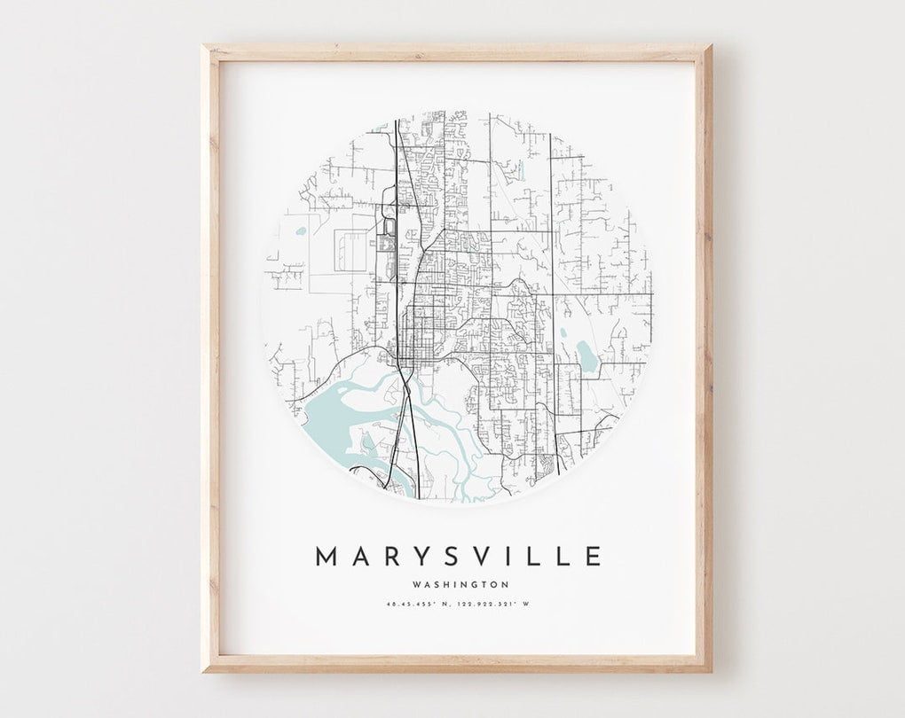 Marysville Map Print, Marysville Map Poster City Wall Art, Wa Road Map ...