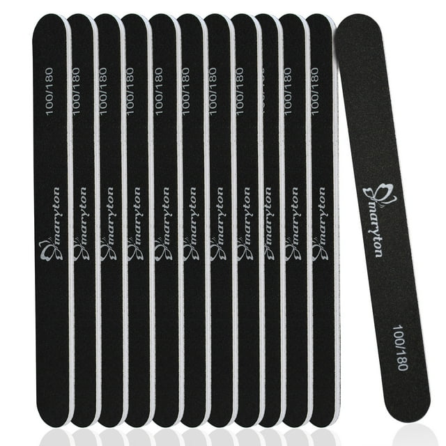 Maryton Professional Nail Files Set, 12 Pcs, 100/180 Grits, Home ...