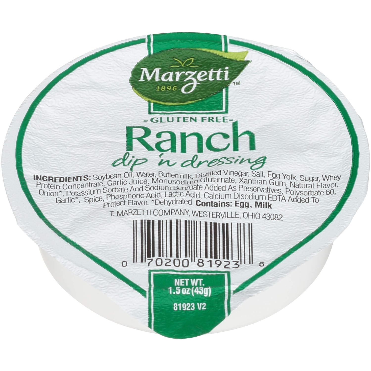 Marzetti Ranch Dip and Dressing, 1.5 Oz, 96-Pack, Single-Serve Cups ...