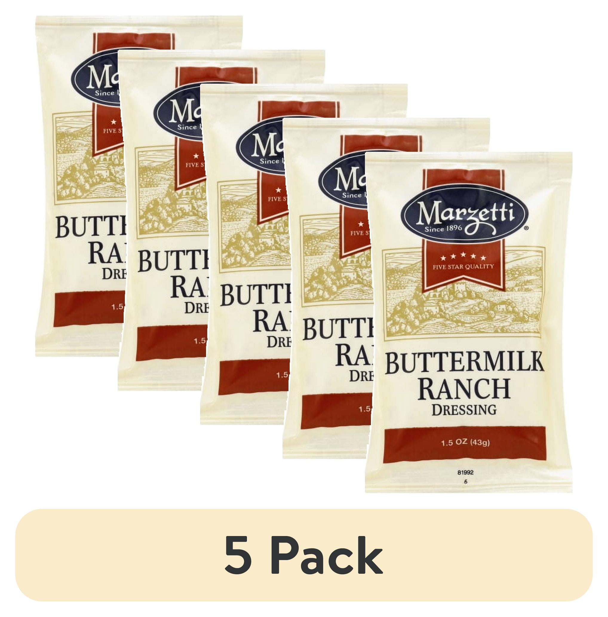 (5 pack) Marzetti Dressing Buttermilk Ranch 25 packs, 1.5 oz each ...