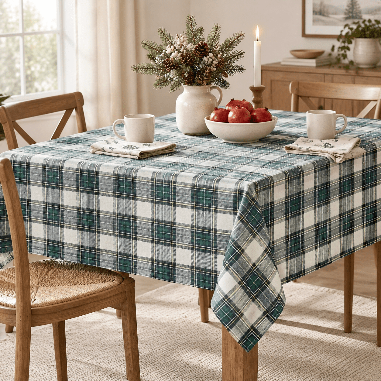 Mas Plaid Tablecloth Rectangle Green And White 60 X 84 - Walmart.com