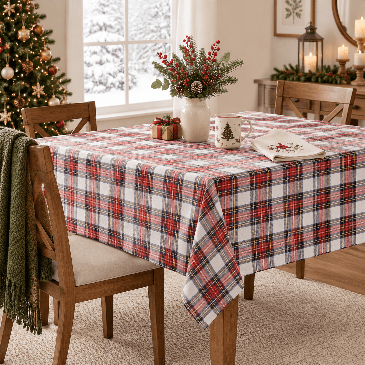 Mas Plaid Tablecloth Rectangle Red And White 60 X 84 - Walmart.com