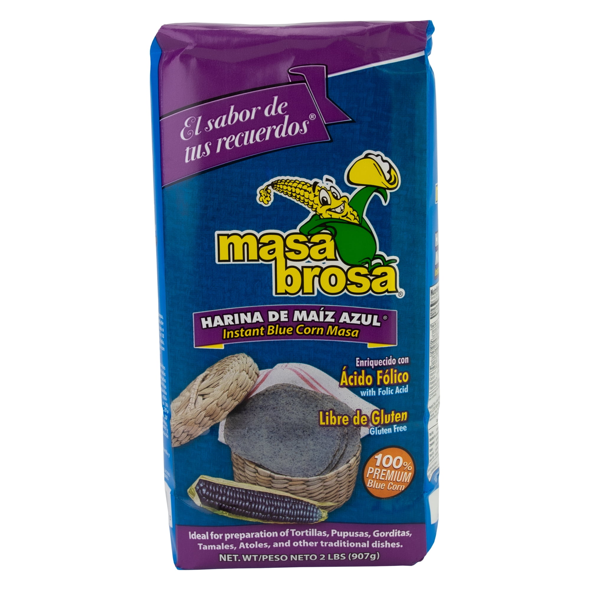 Masa Brosa Instant Blue Corn Masa, 2 lbs, Tortillas, Tamales, Pupusas ...