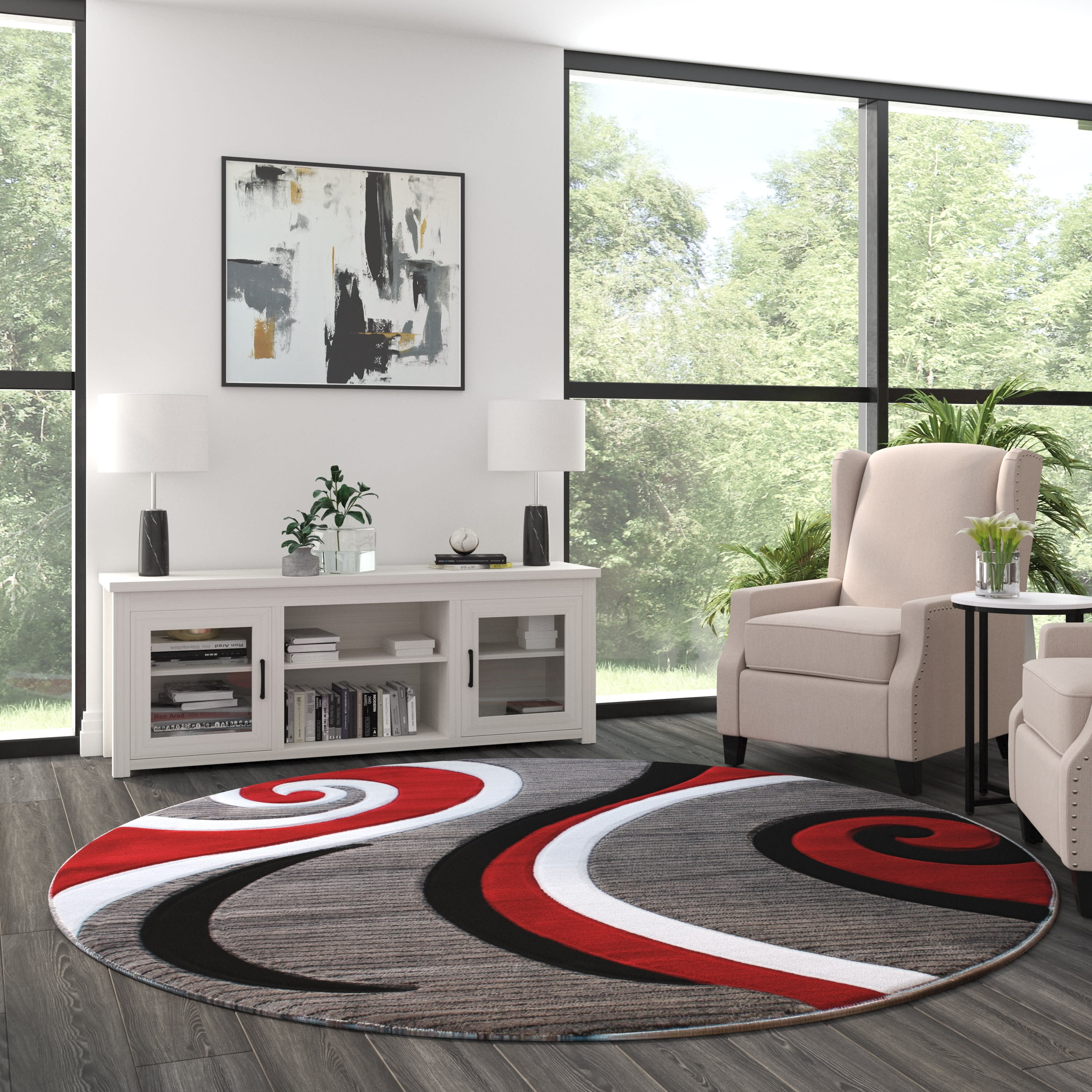 Masada Rugs High Quality Hand Carved Area Rug Modern Contemporary Red ...