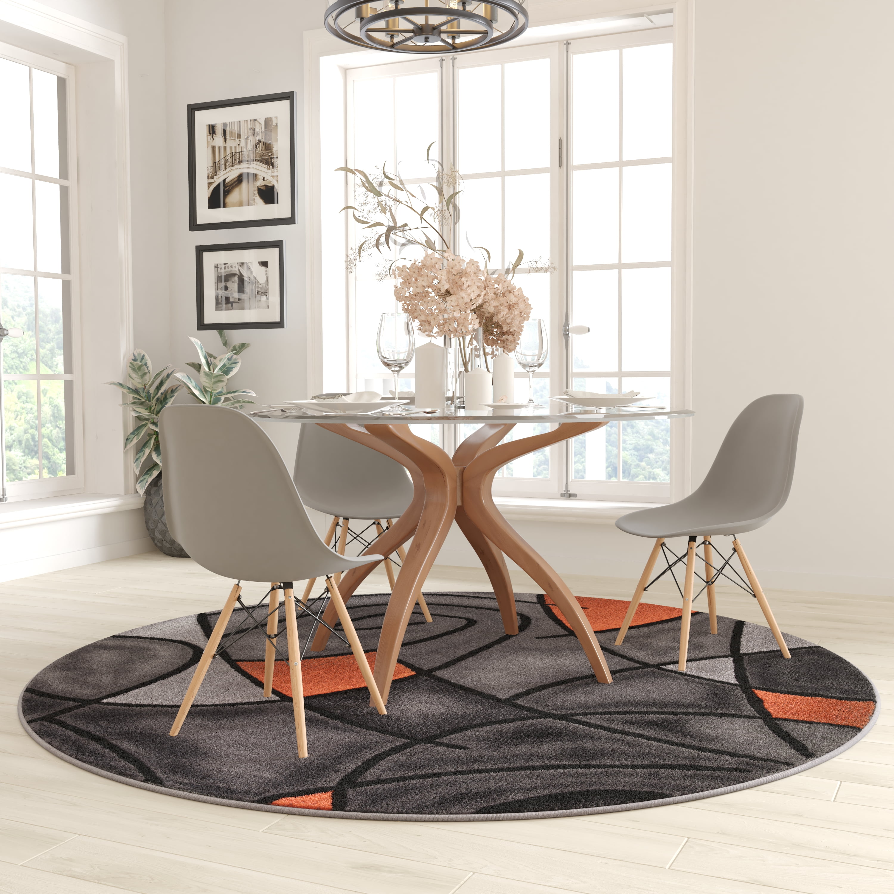 Masada Rugs Masada Rugs 7'x7' Round Modern Contemporary Round Area Rug ...