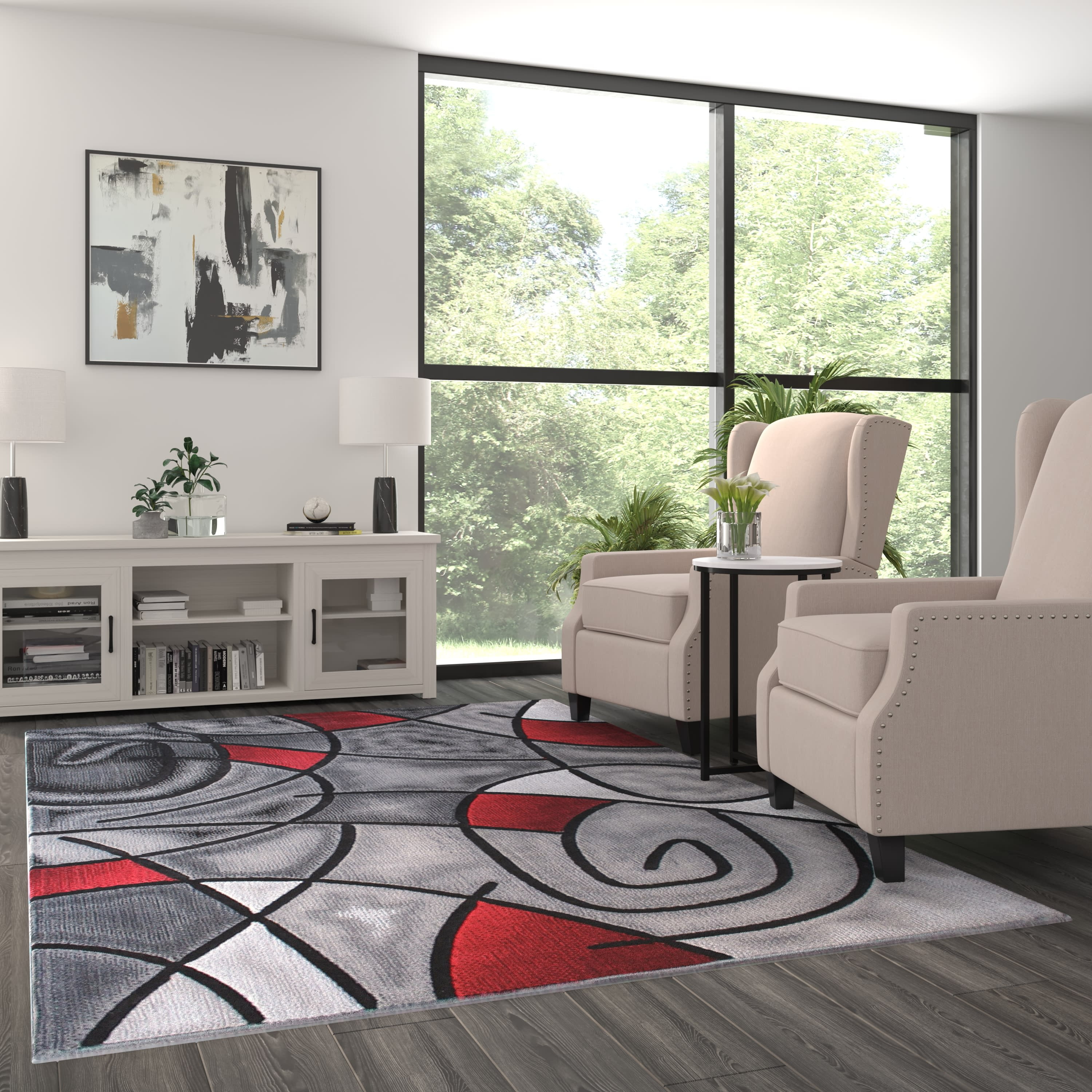 Customer reviews for Masada Rugs Modern Contemporary Area Rug, Red Grey ...