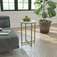 Masada Rugs Modern End Table with Brushed Gold Metal Crisscross Frame ...
